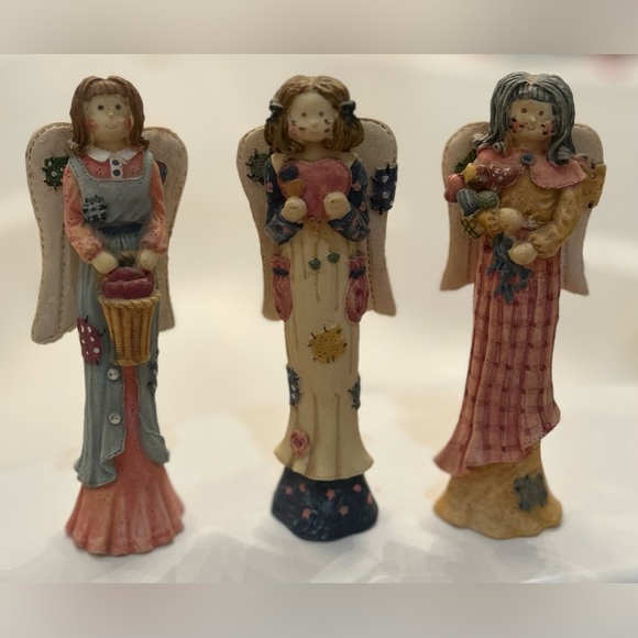 GANZ | Other | Ganz Angel Figurines Lot Of 3 Patchwork Angels Religious ...